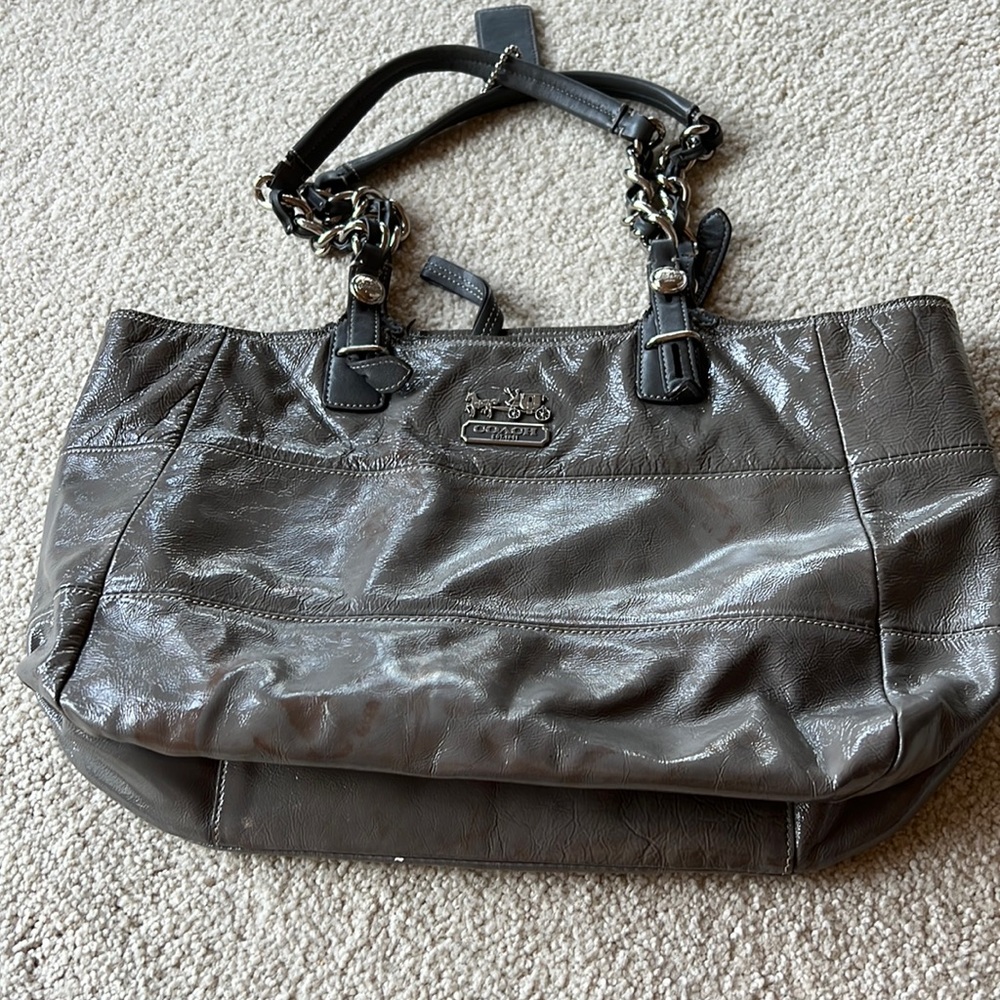Coach Shiny Grey Bag With A Little Discoloration On F… - Gem